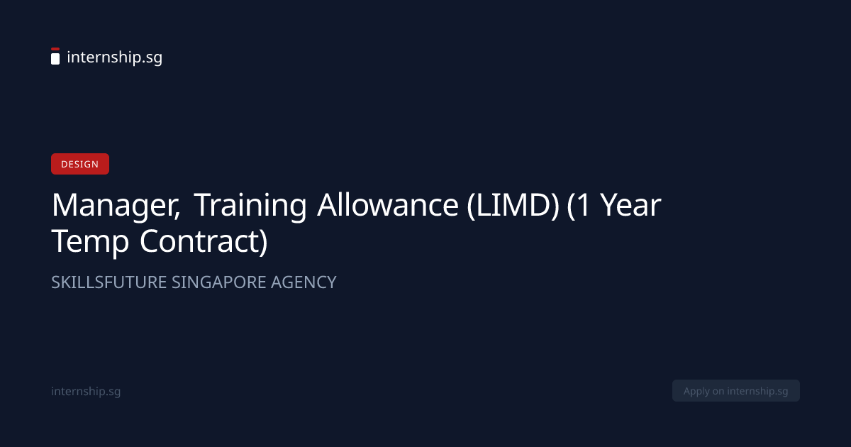 Manager, Training Allowance (LIMD) (1 Year Temp Contract) at ...