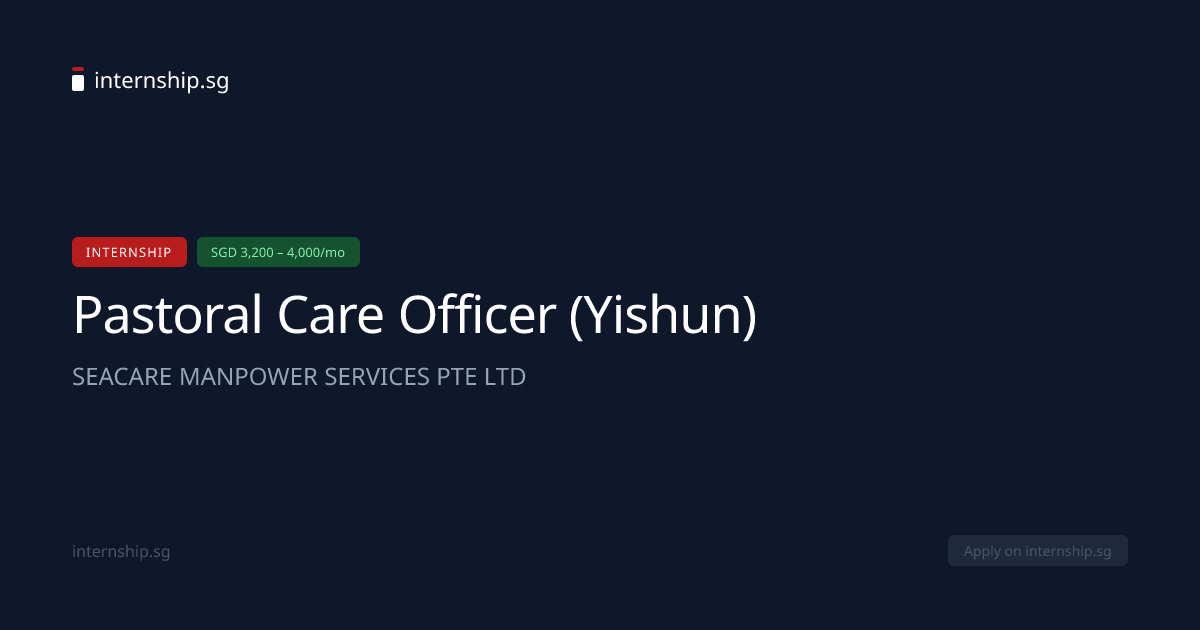 Pastoral Care Officer (Yishun) at SEACARE MANPOWER SERVICES PTE LTD ...