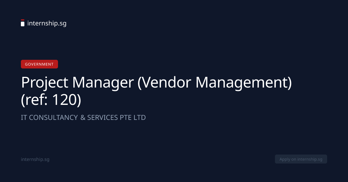 Project Manager (Vendor Management) (ref: 120) at IT CONSULTANCY ...
