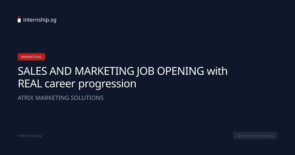 SALES AND MARKETING JOB OPENING with REAL career progression at ATRIX ...